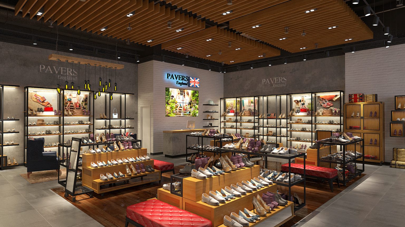Pavers England Shoes Store Design - Arcular Design Studio